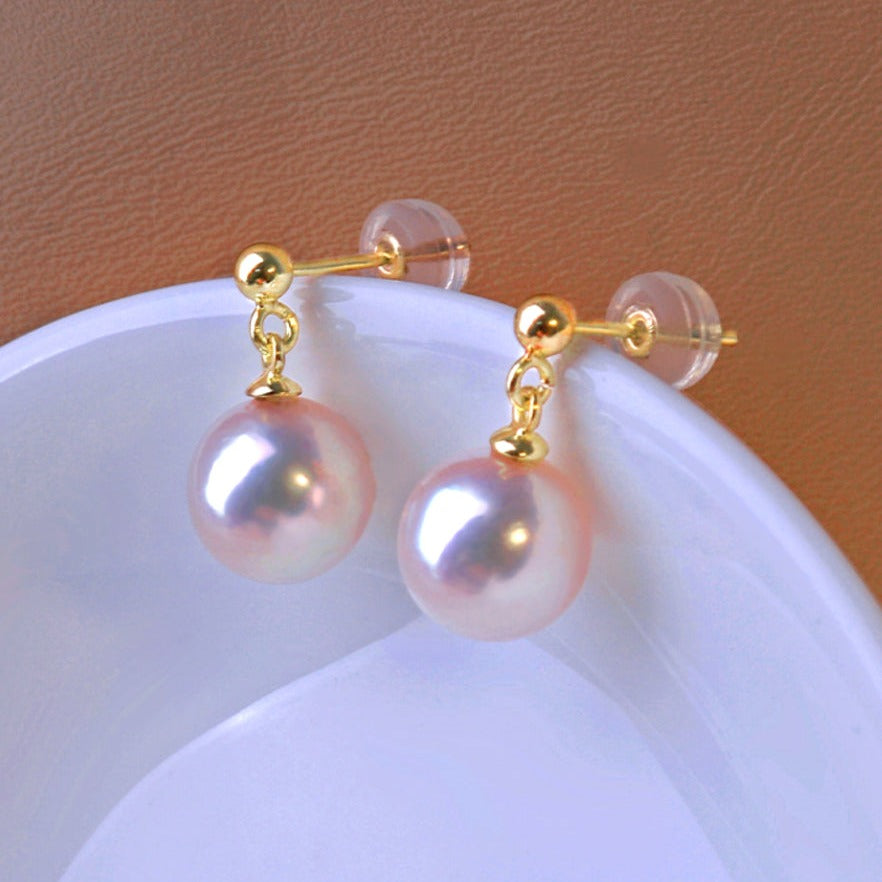 Japanese Akoya Pearl Drop Earrings in 18K Gold– Wool's Life